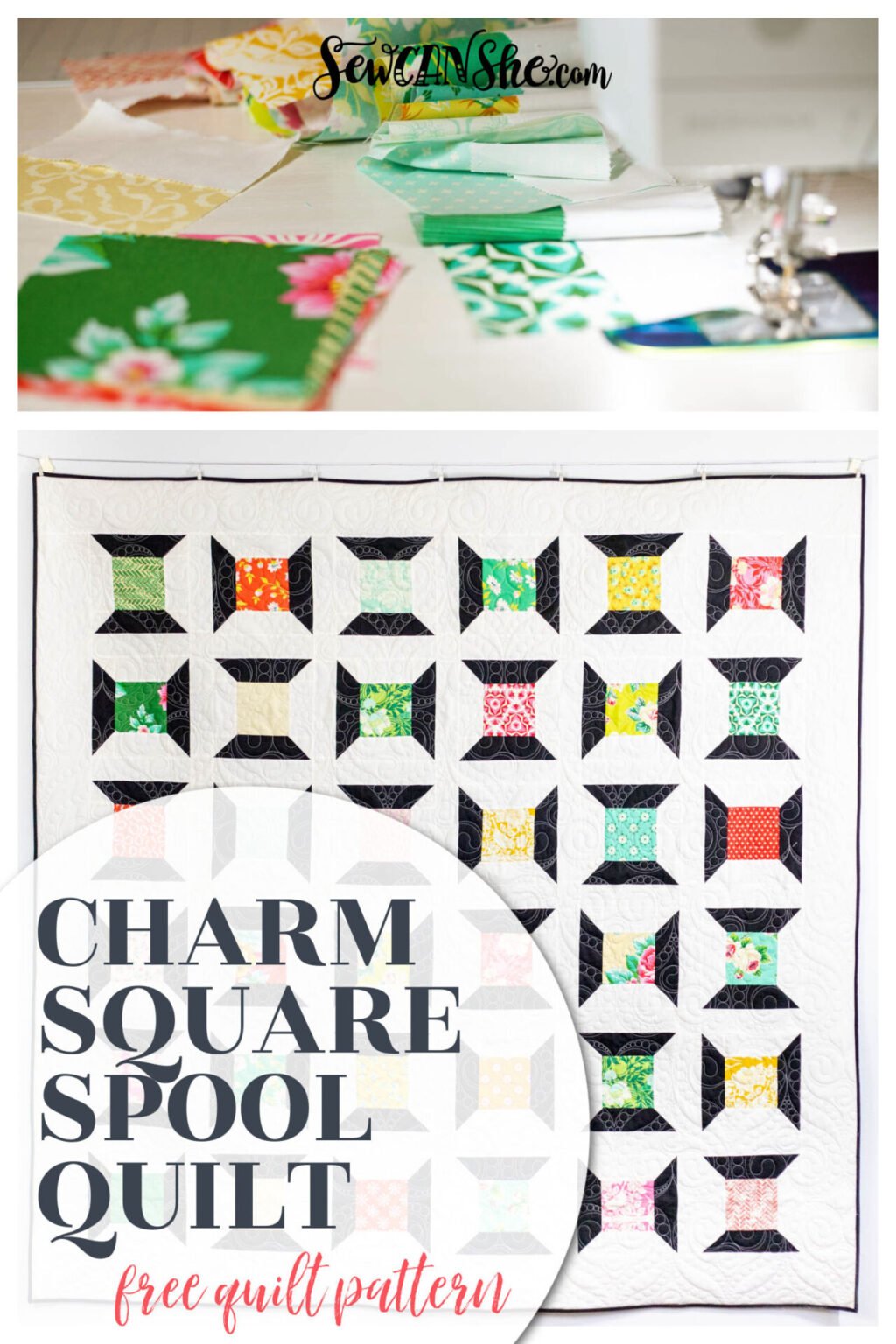 Easy Spool Quilt Pattern with Charm Squares - Free!