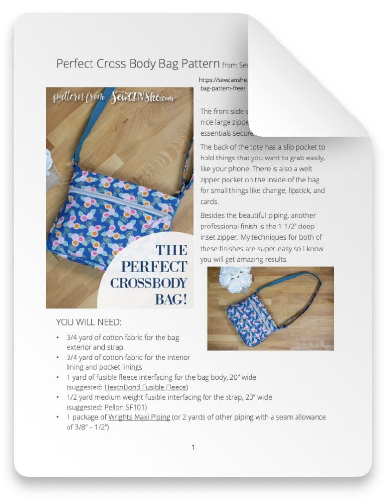 PERFECT CROSS BODY BAG SEWING PATTERN
