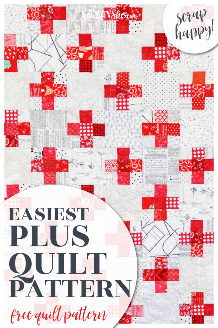Easiest Plus Quilt Pattern: Free Scrappy Quilt Pattern
