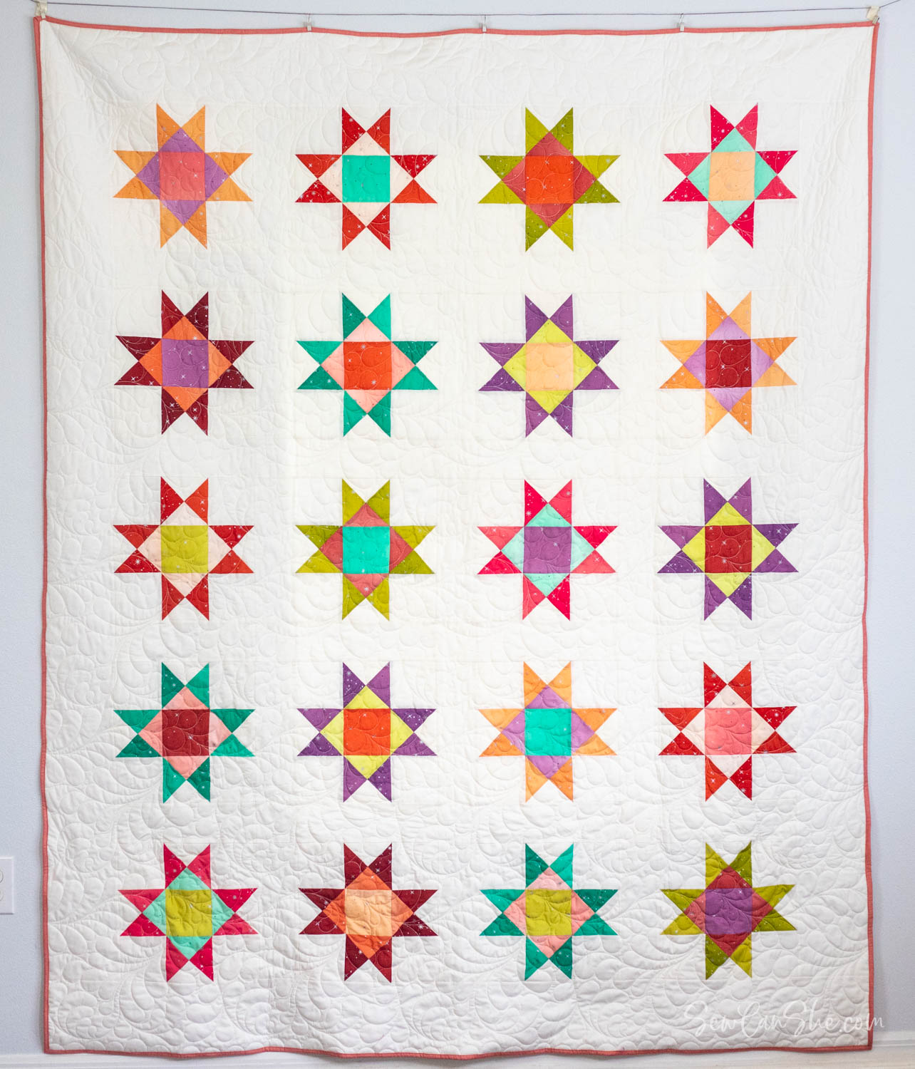 Ohio Star Quilt Pattern Using 7 Fat Quarters!