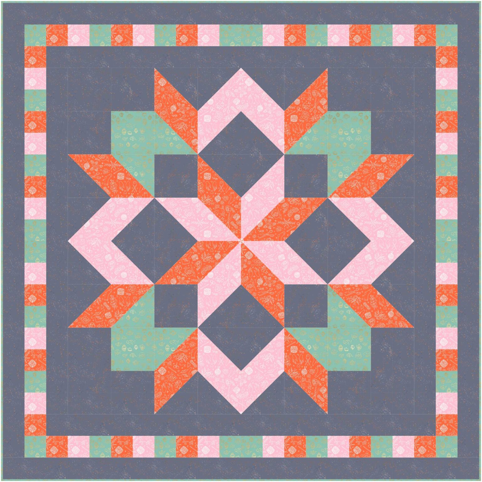Free Carpenter Star Quilt Pattern with a Darling Border