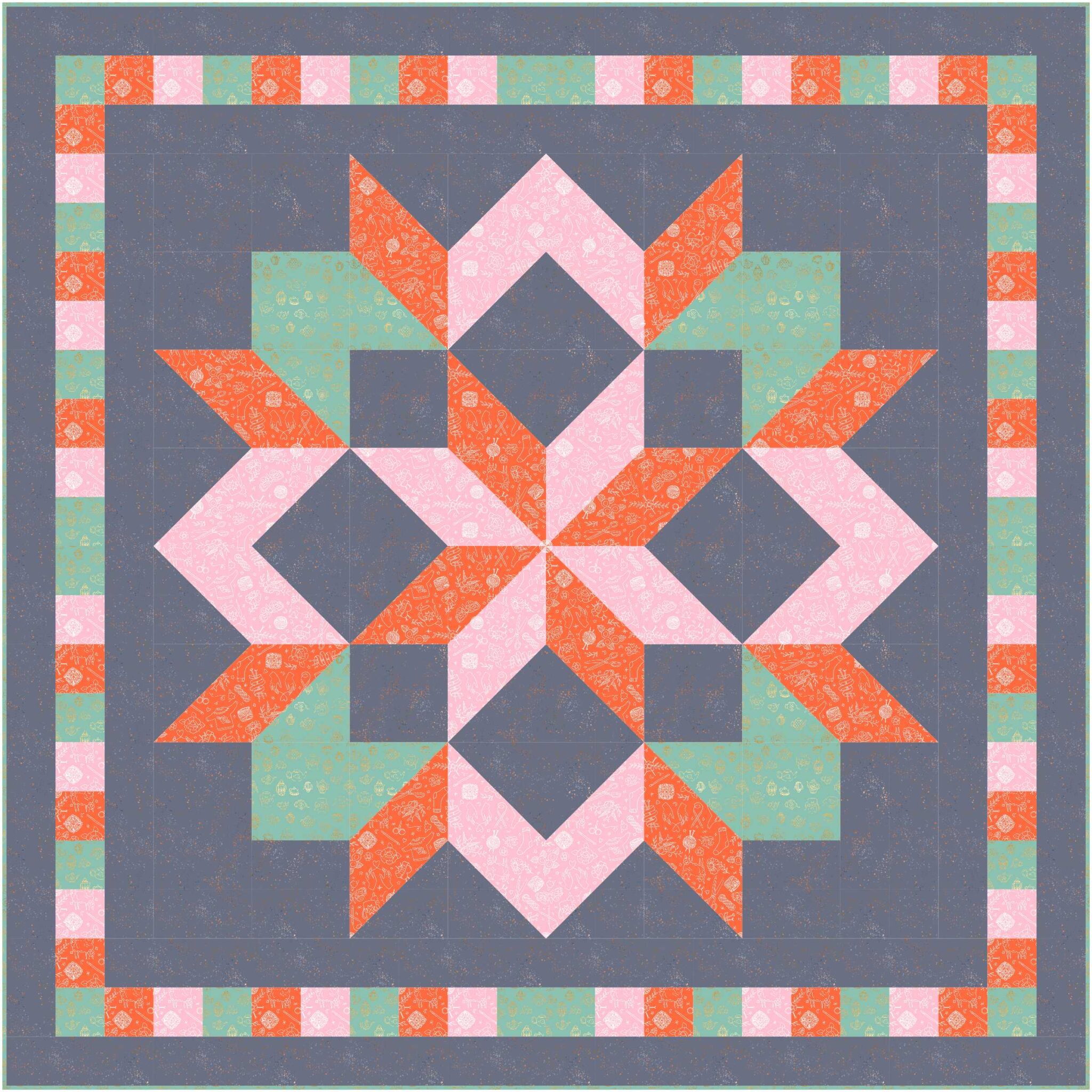 Free Carpenter Star Quilt Pattern with a Darling Border