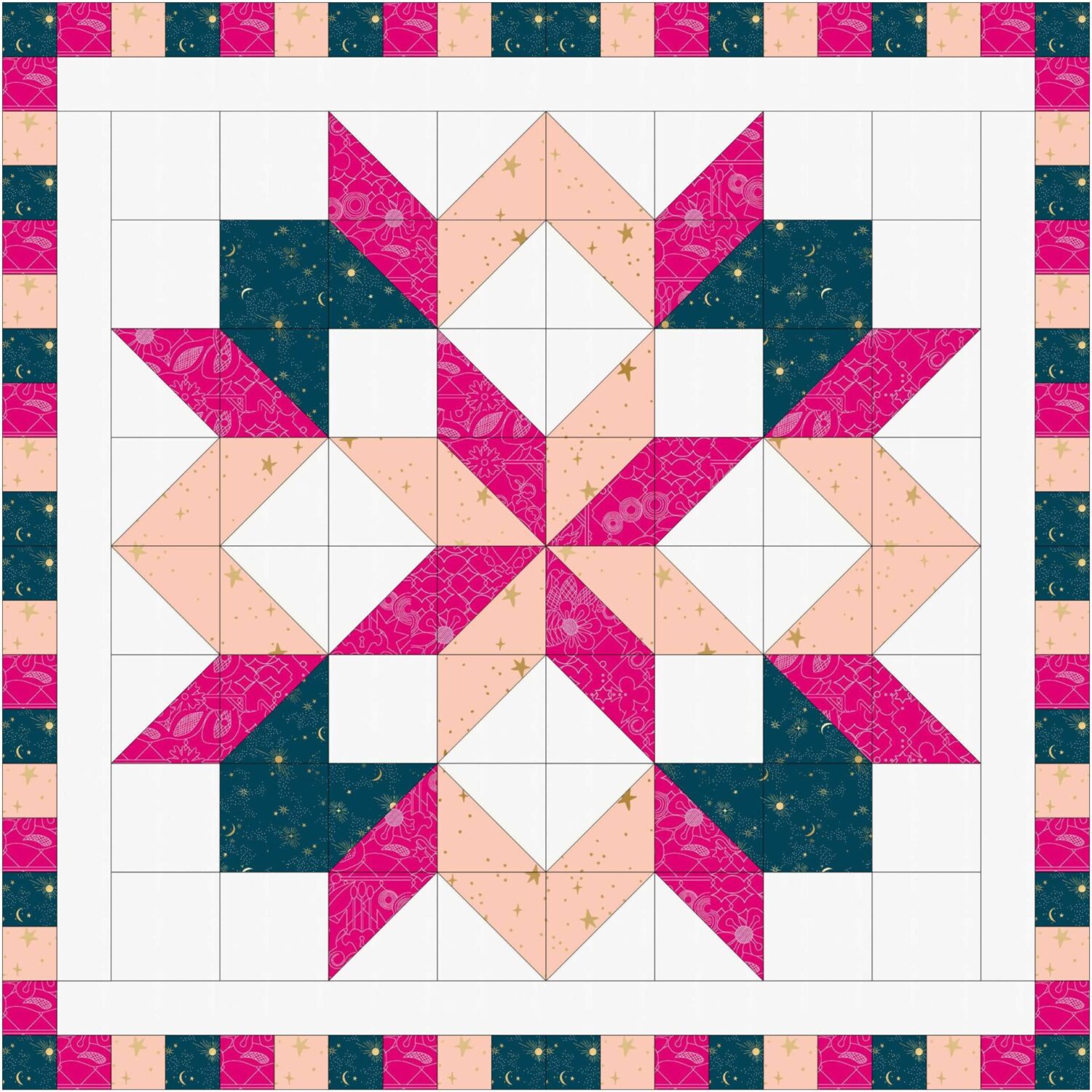 Free Carpenter Star Quilt Pattern with a Darling Border