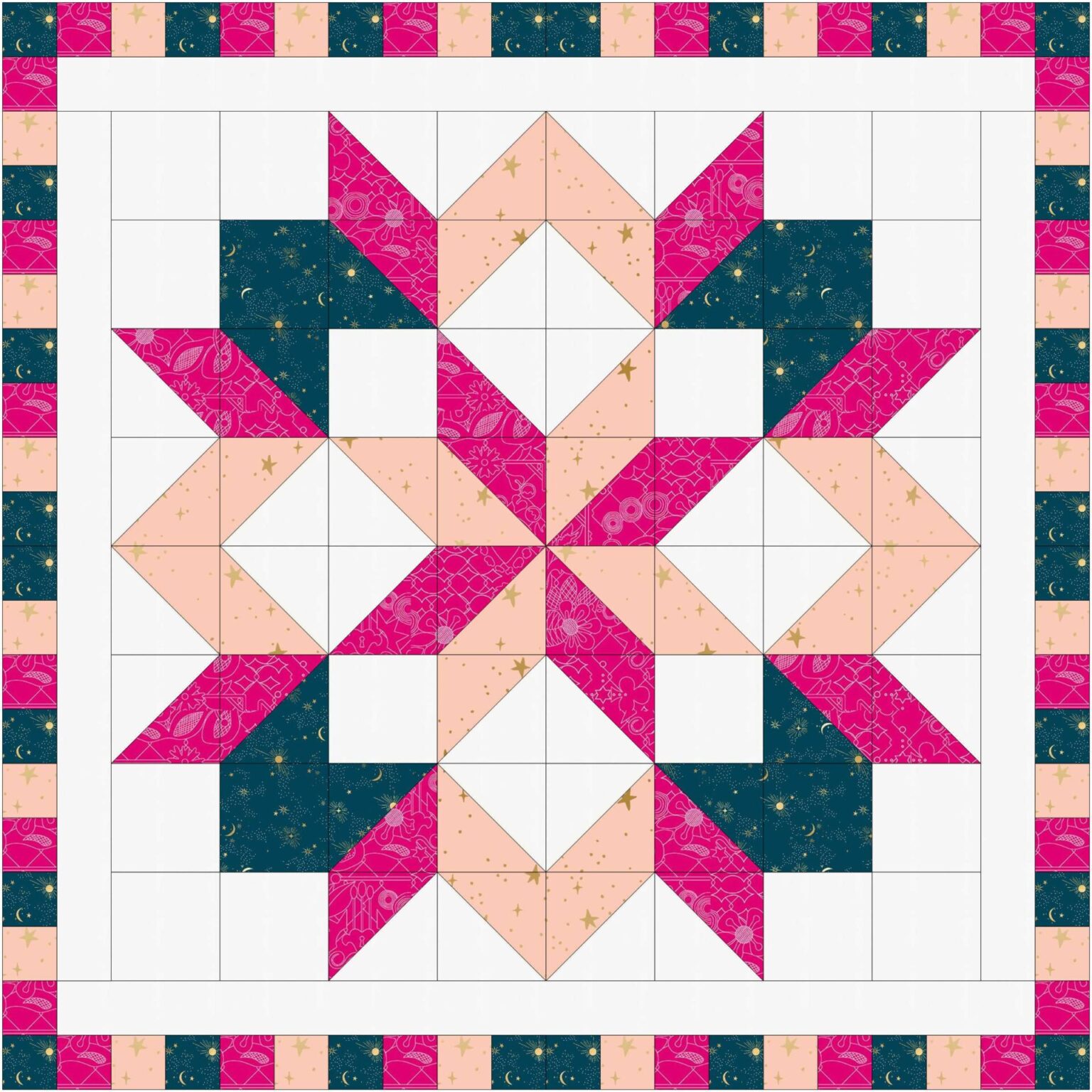Free Carpenter Star Quilt Pattern with a Darling Border