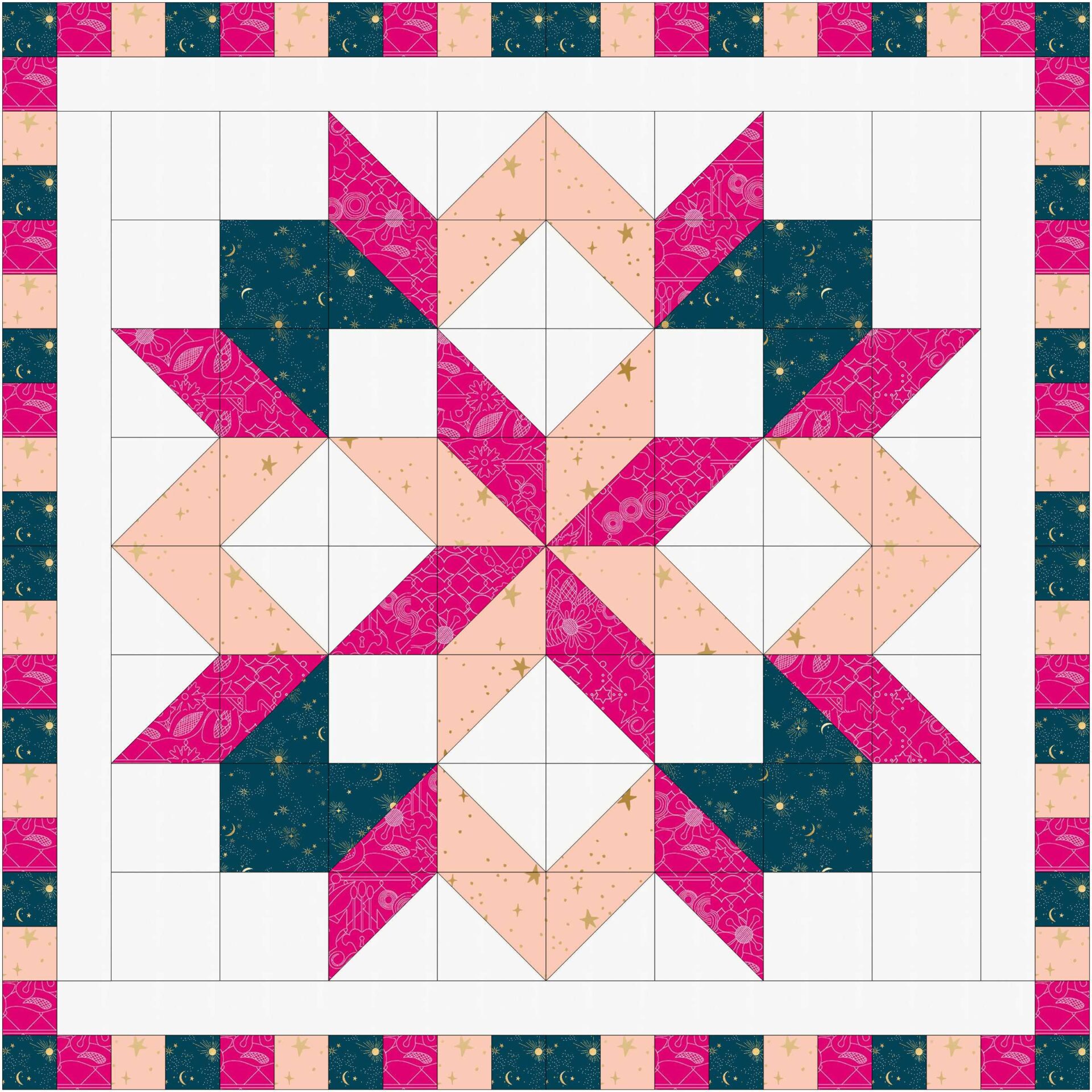 Free Carpenter Star Quilt Pattern with a Darling Border