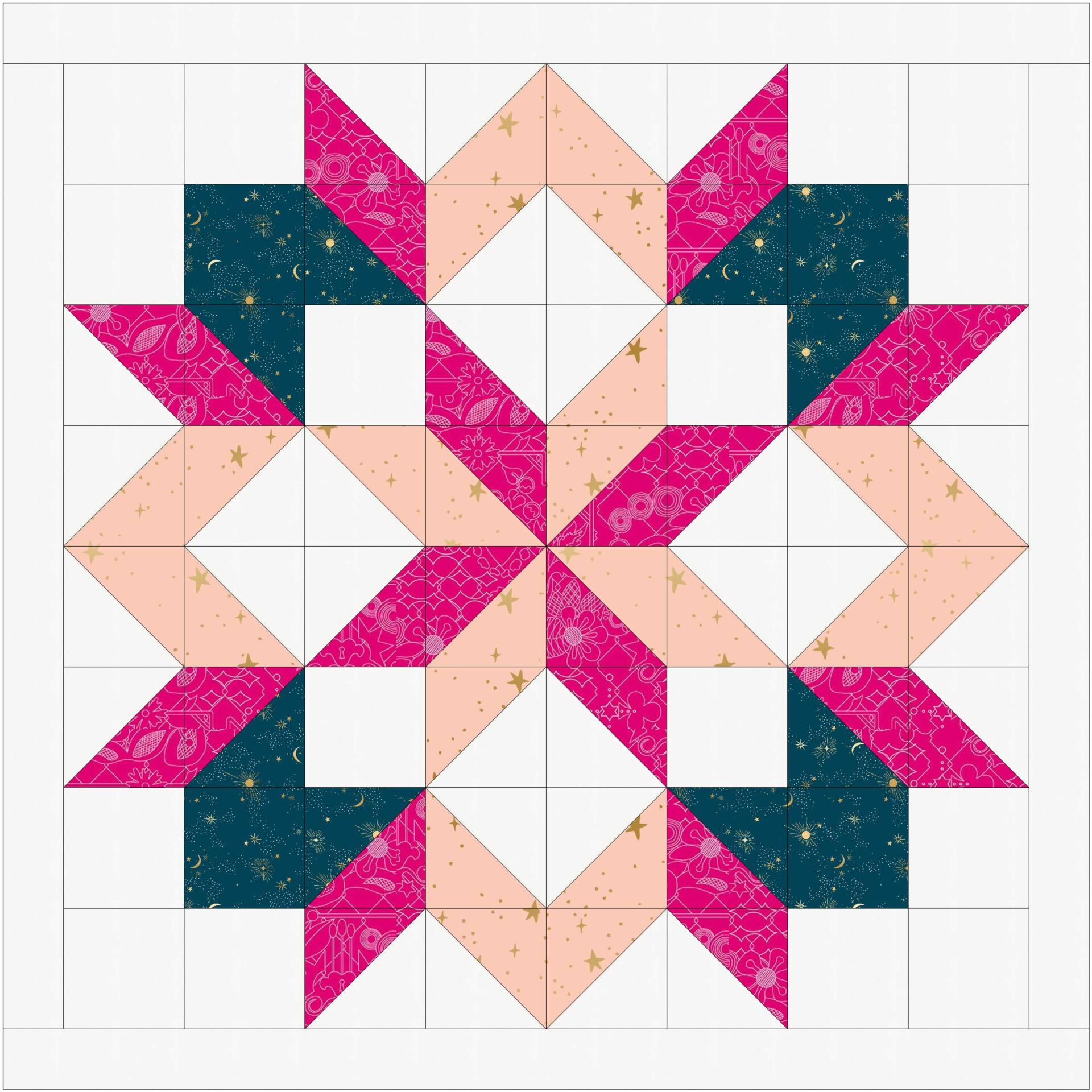 Free Carpenter Star Quilt Pattern with a Darling Border