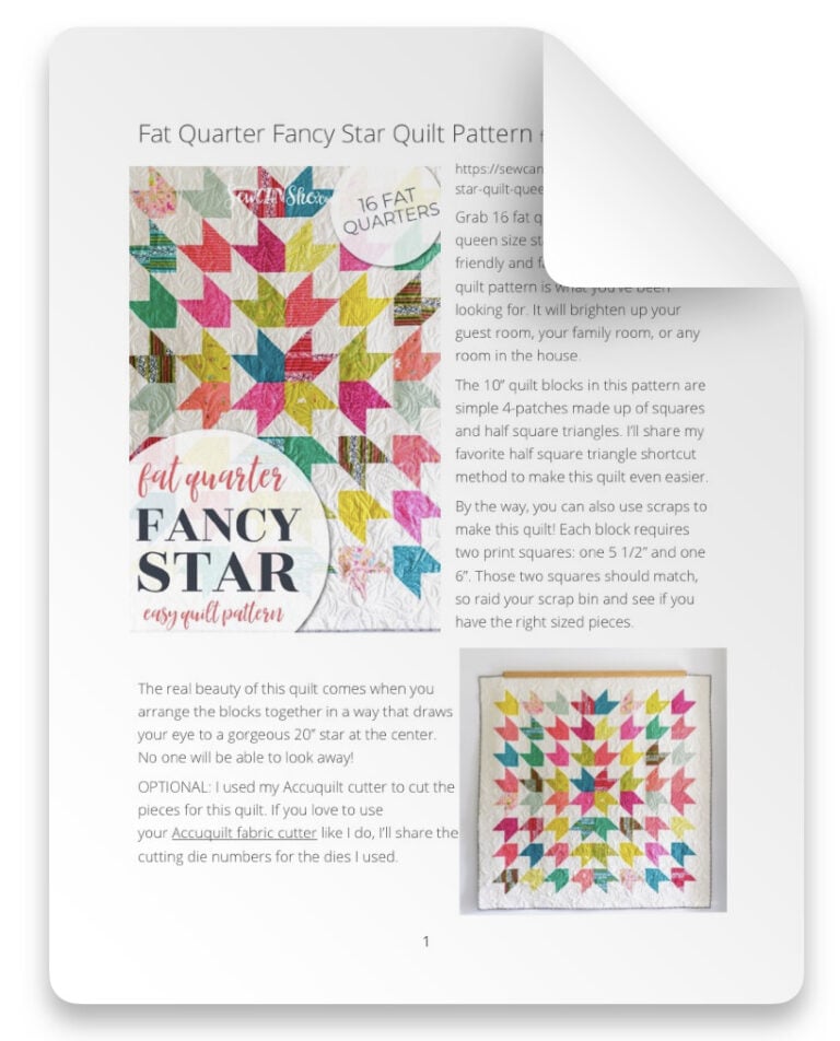 FAT QUARTER FANCY STAR QUILT PATTERN