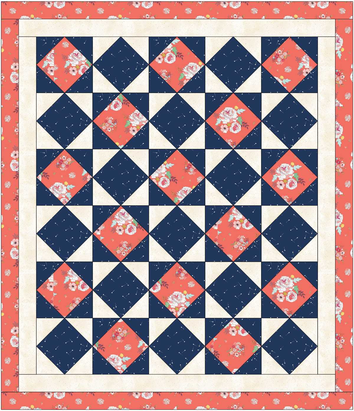 Diamond In A Square: 3 Yard Quilt Pattern