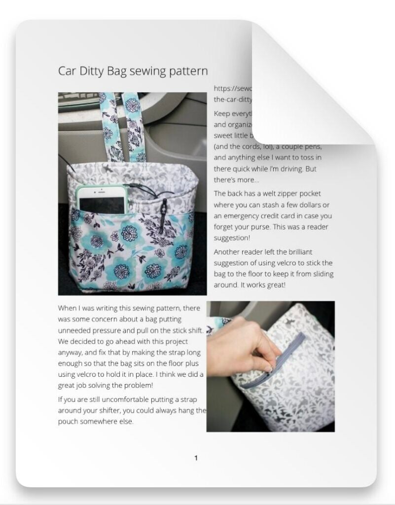 CAR DITTY BAG SEWING PATTERN - SewCanShe Free Sewing Patterns for Beginners