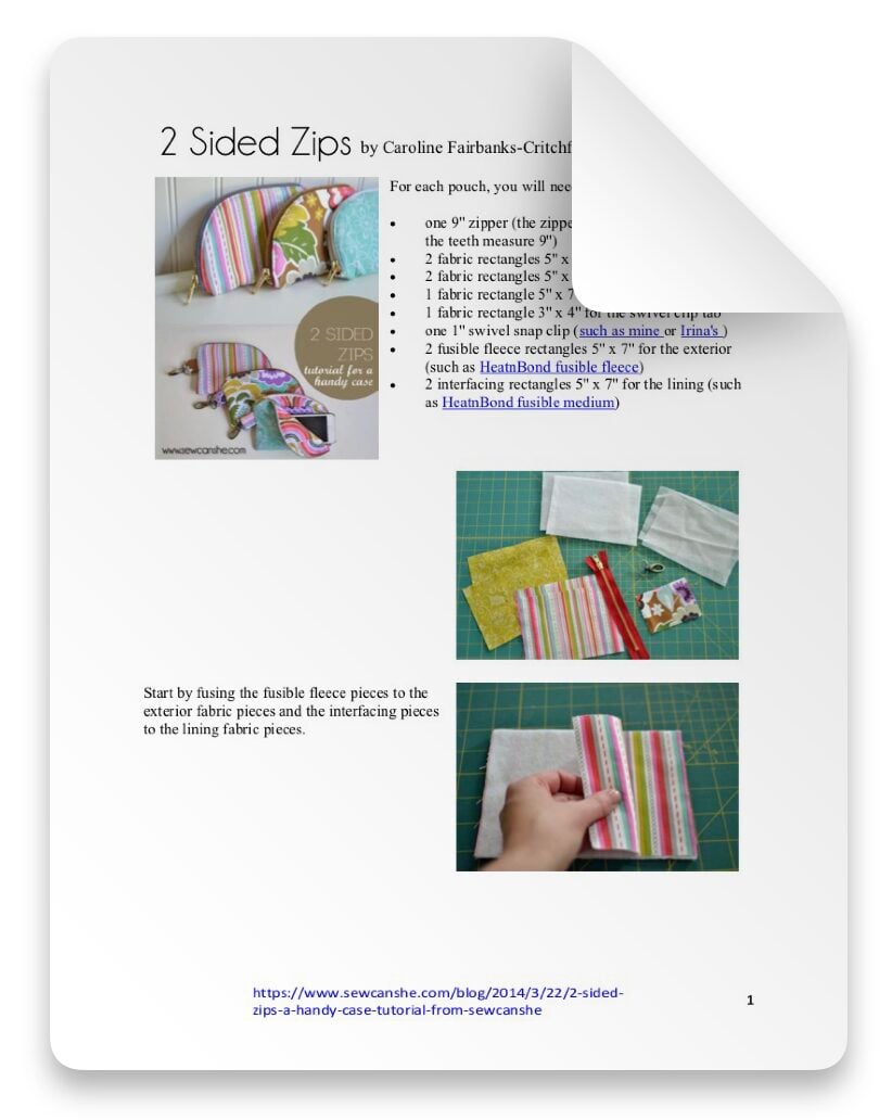 2 SIDED ZIPS SEWING PATTERN - SewCanShe Free Sewing Patterns for Beginners