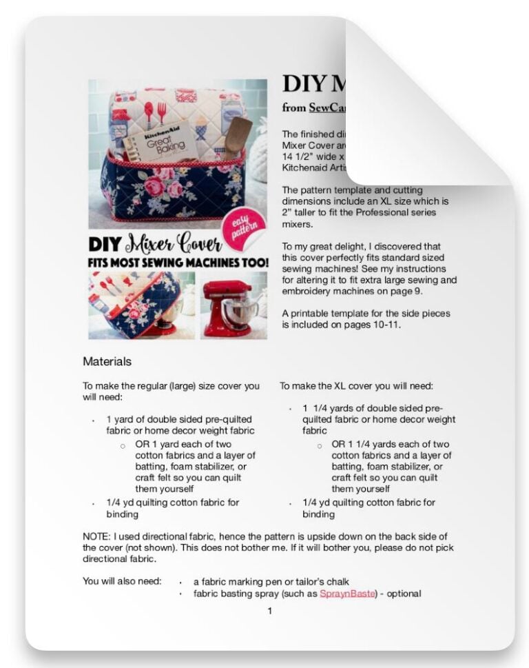 DIY MIXER COVER (AND SEWING MACHINE COVER) SEWING PATTERN - SewCanShe ...