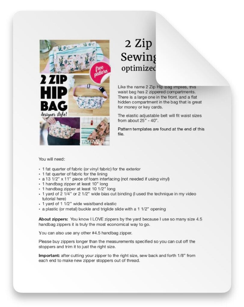 2 ZIP HIP BAG - OPTIMIZED FOR PRINTING - SewCanShe Free Sewing Patterns ...