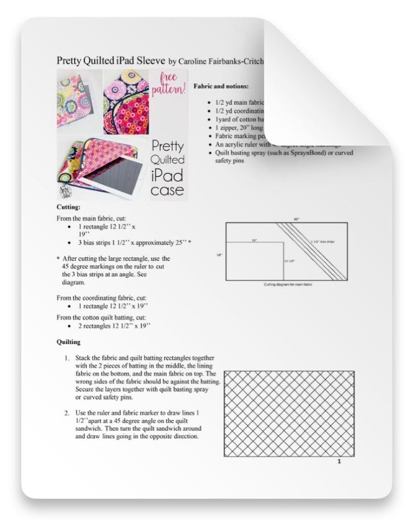 PRETTY QUILTED IPAD SLEEVE SEWING PATTERN - SewCanShe Free Sewing ...