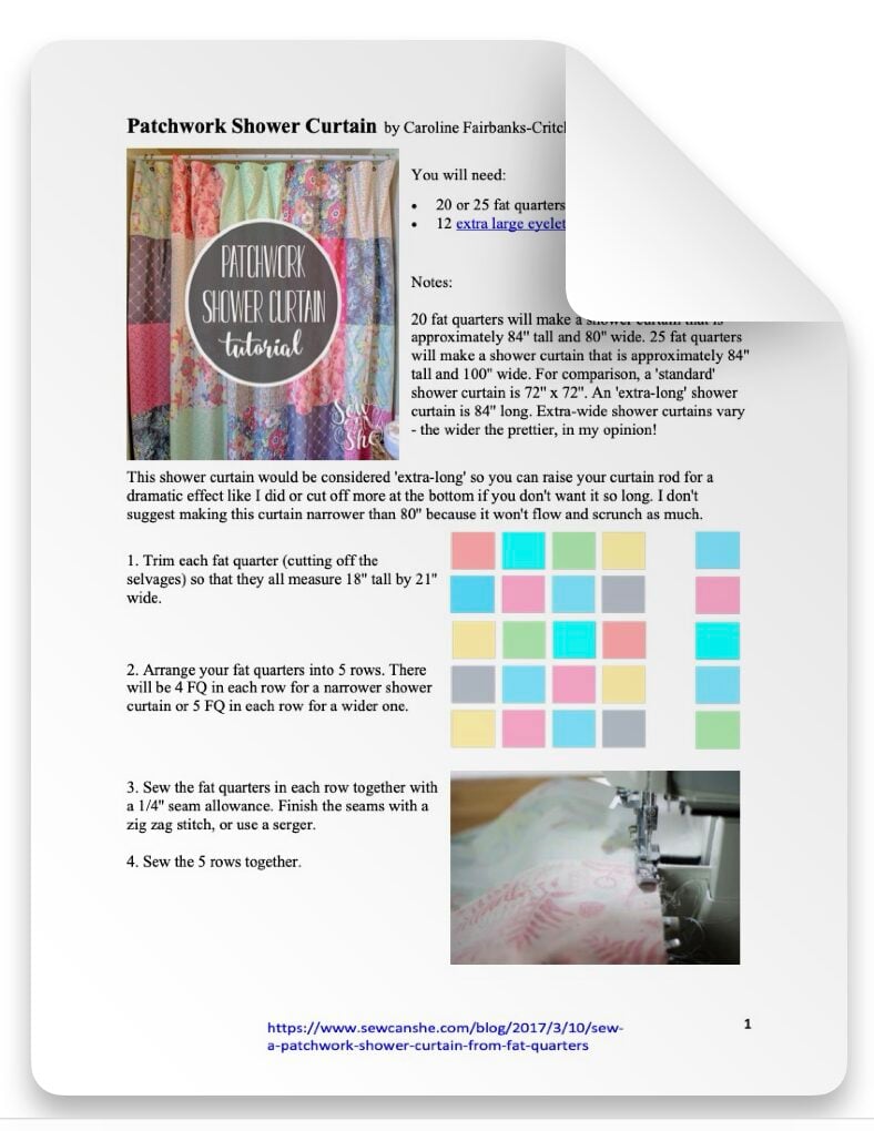 PATCHWORK SHOWER CURTAIN SEWING PATTERN - SewCanShe Free Sewing ...