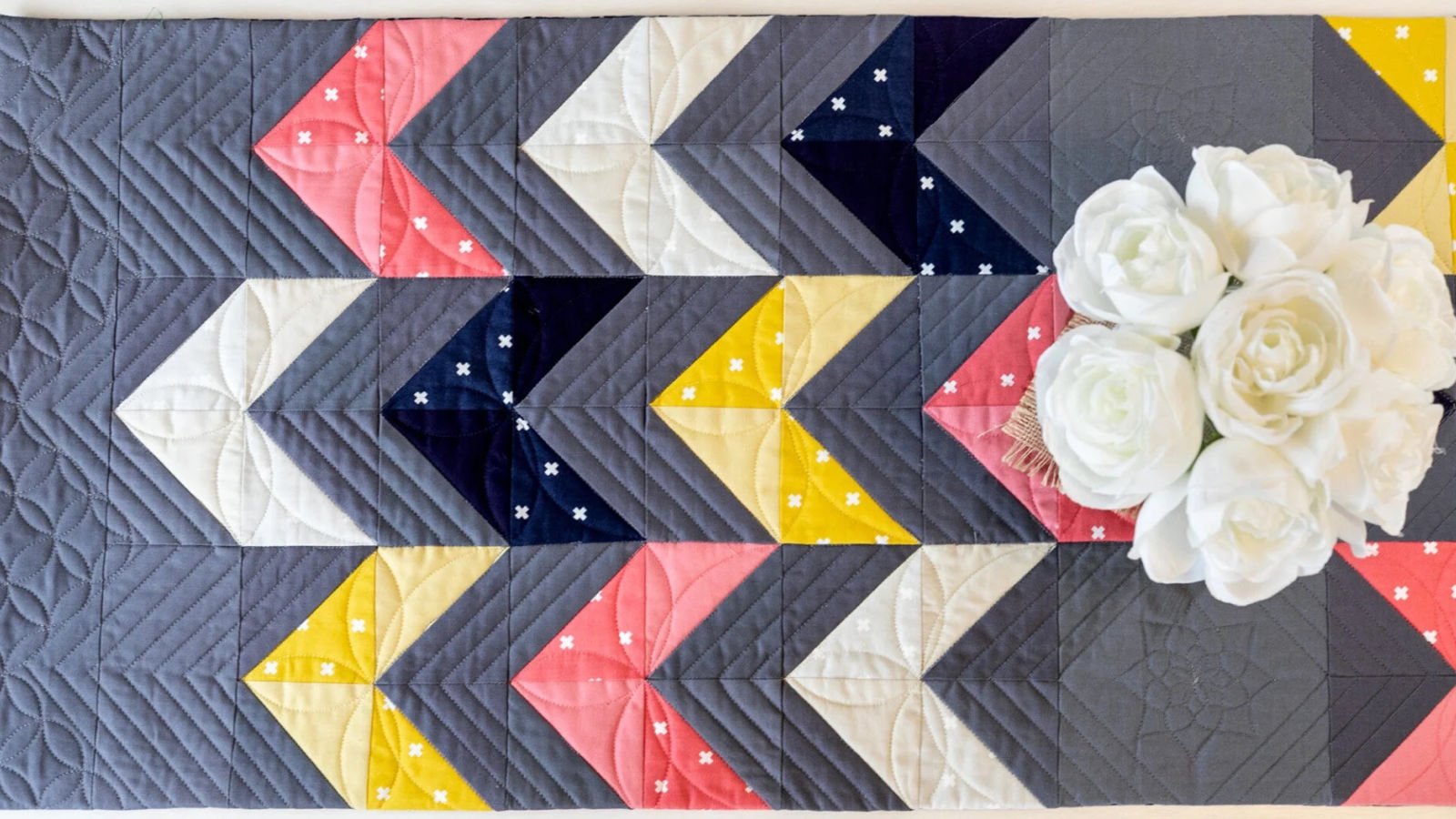 Sew a Stunning Modern Table Runner with Half Square Triangles: free ...