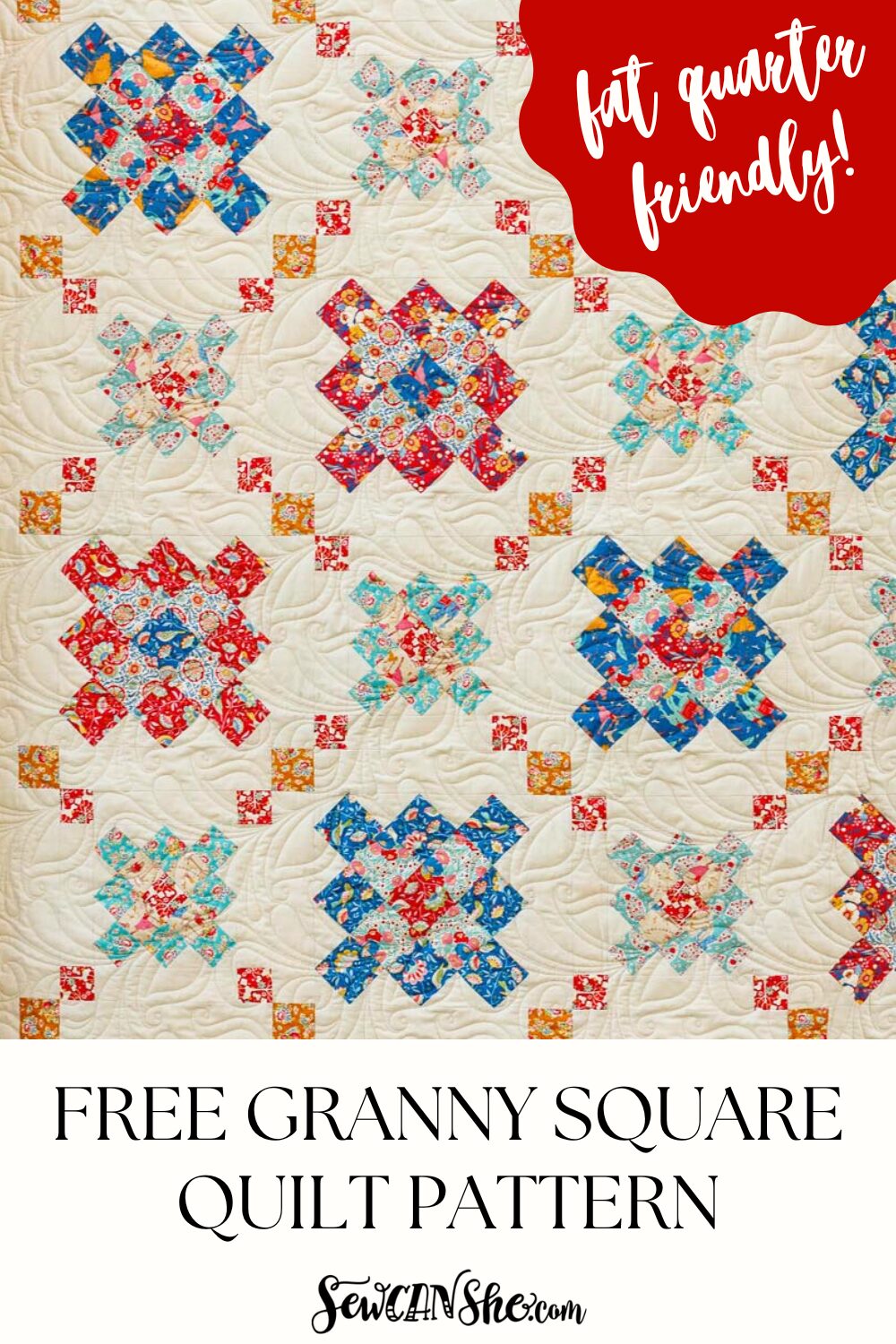 Granny Square Quilt Pattern: Fat Quarter Friendly and Free!