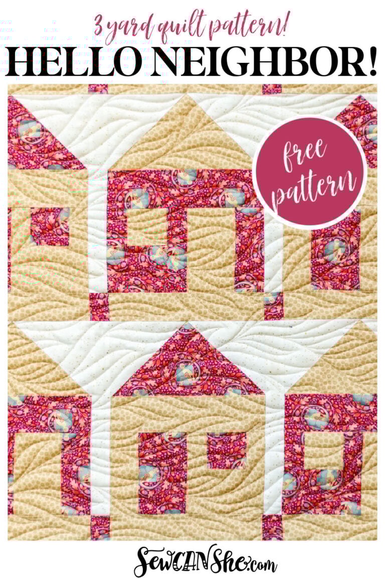 Hello Neighbor! Free 3 Yard Quilt Pattern with House Blocks
