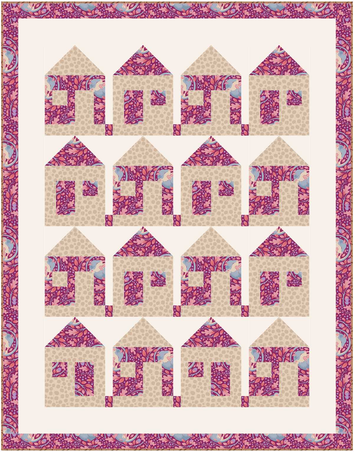 Hello Neighbor! Free 3 Yard Quilt Pattern with House Blocks