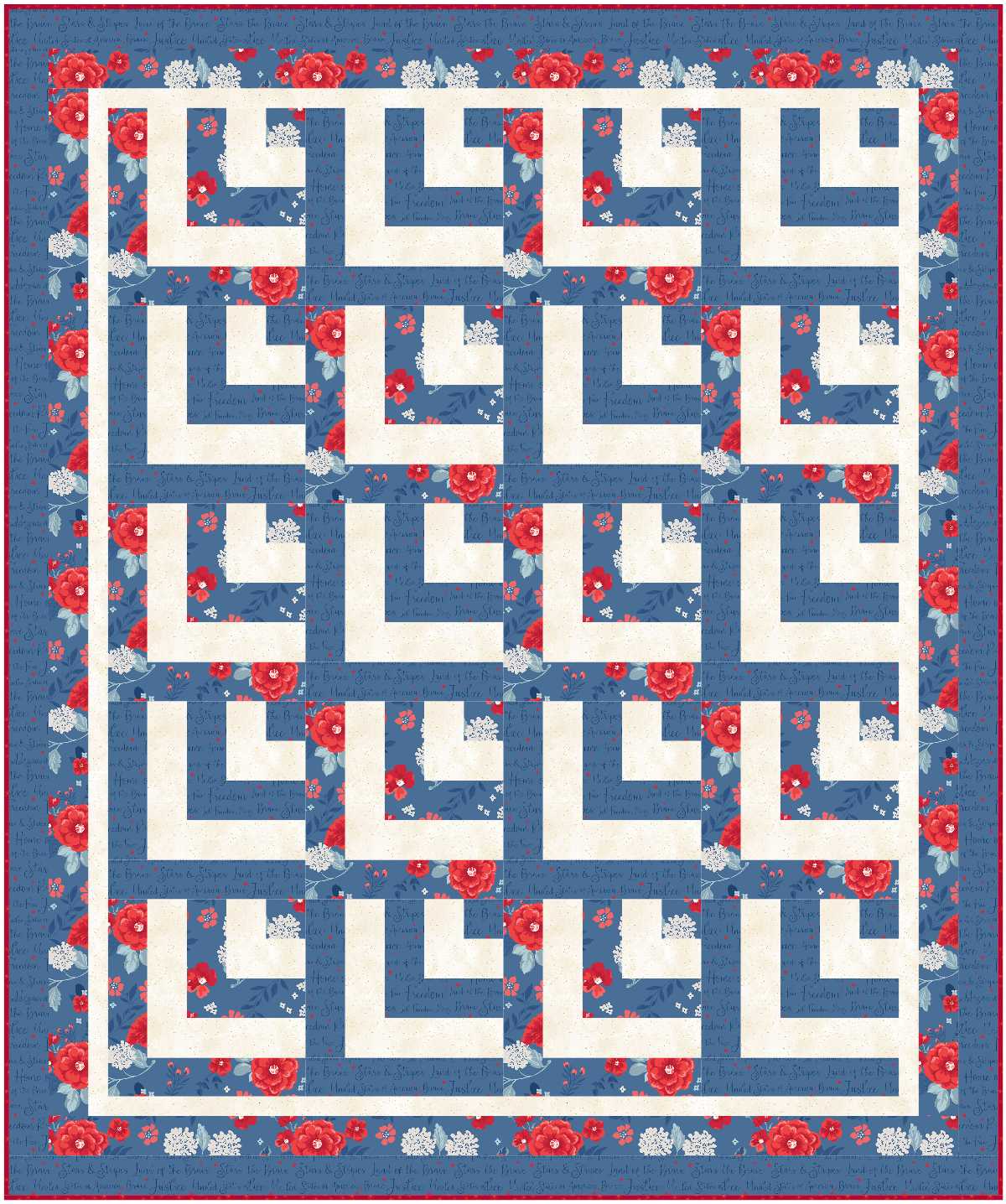 Quarter Log Cabins: Free 3 Yard Quilt Pattern